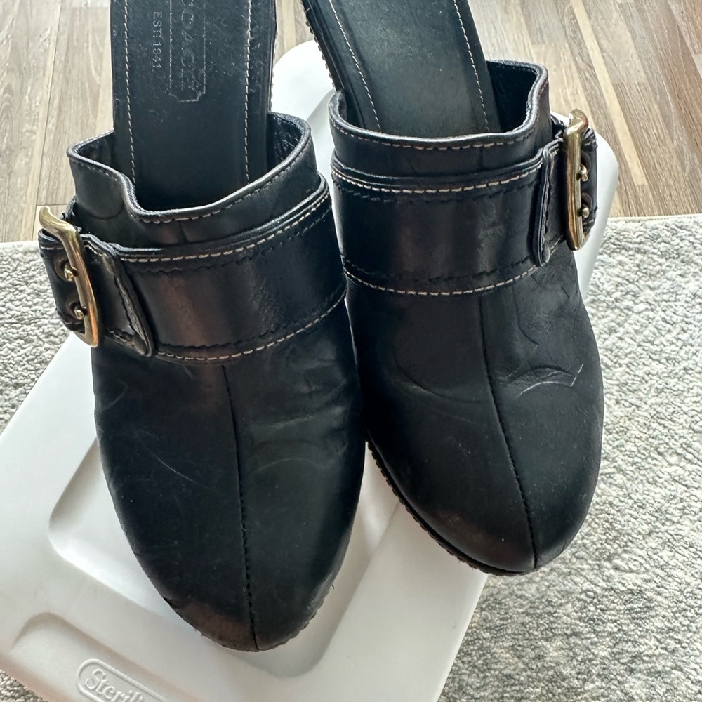 Coach Heels - Black Mules With Buckle - Gem